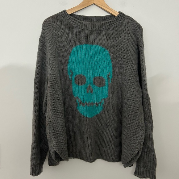Wooden Ships | Sweaters | Wooden Ships Paola Buendia Teal Skull Sweater | Poshmark